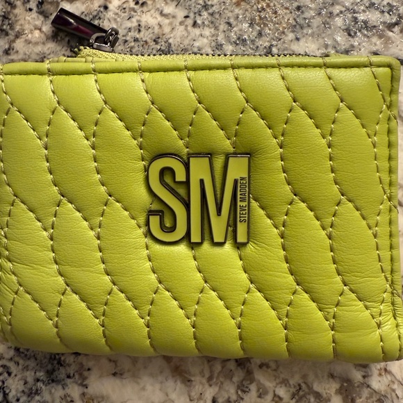 Steve Madden | Bags | Steve Madden Neon Green Quilted Bifold Wallet ...